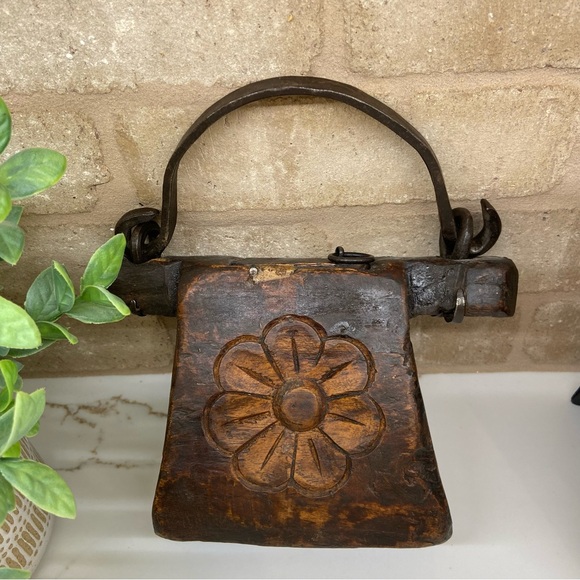 Accents | 180s 1900s Antique Indian Hand Carved Wood Oil Container ...